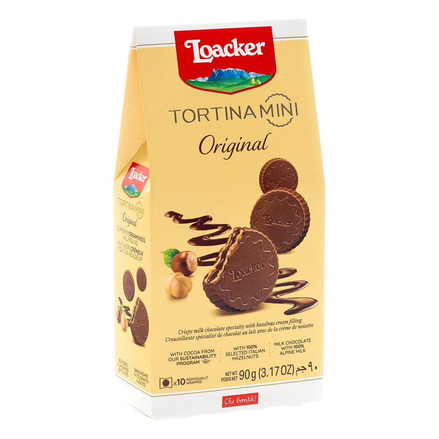 Tortina Mini Original, Chocolate Coated Wafer, 3.17 oz. Bag – LoackerUSA