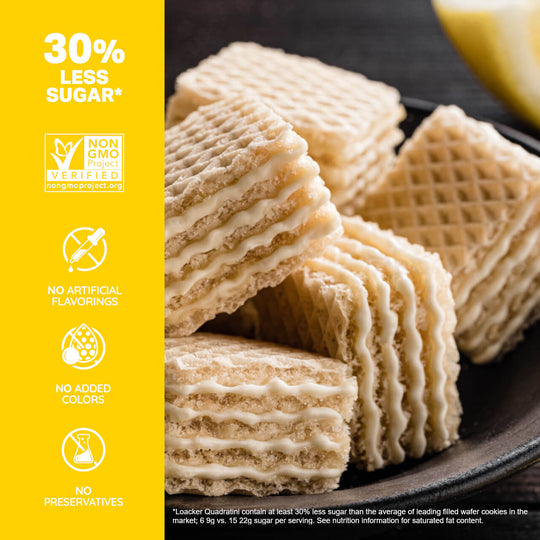 Quadratini Lemon, Crème-Filled Wafer Cookies, 8.82 oz. Bag – LoackerUSA