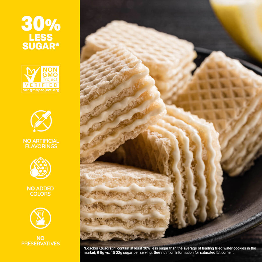 Quadratini Lemon, Crème-Filled Wafer Cookies, 8.82 oz. Bag – LoackerUSA