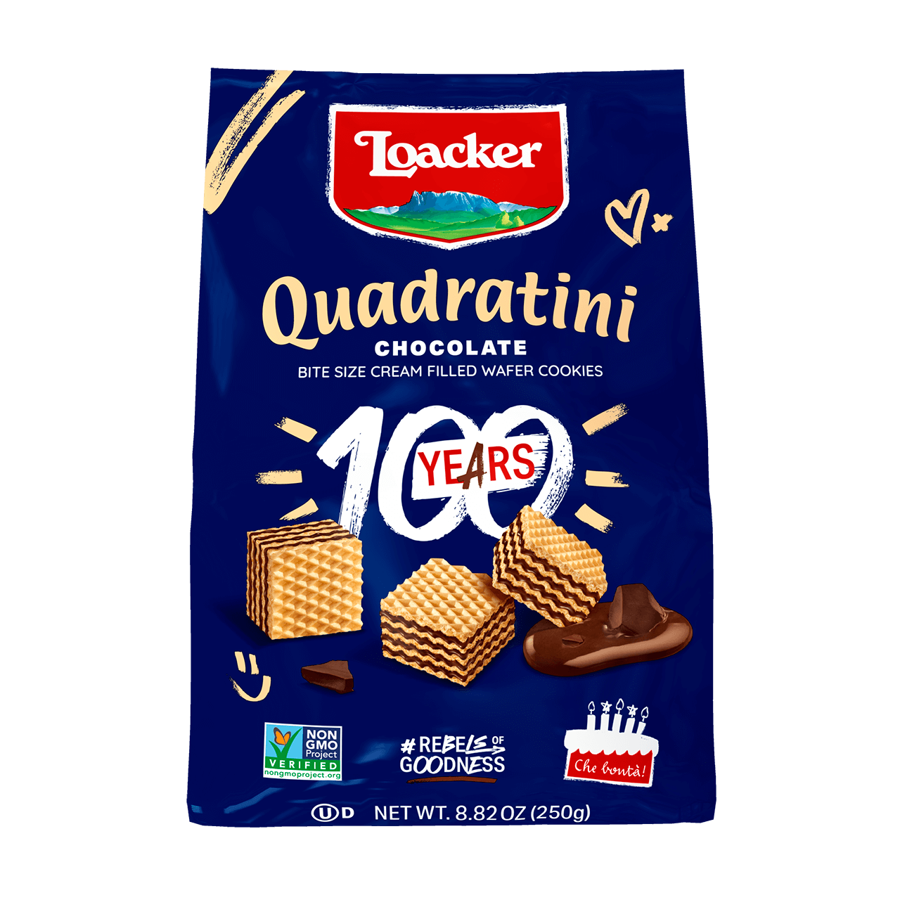 Quadratini Chocolate, Creme-Filled Wafer Cookies, 8.82 oz. Bag – LoackerUSA