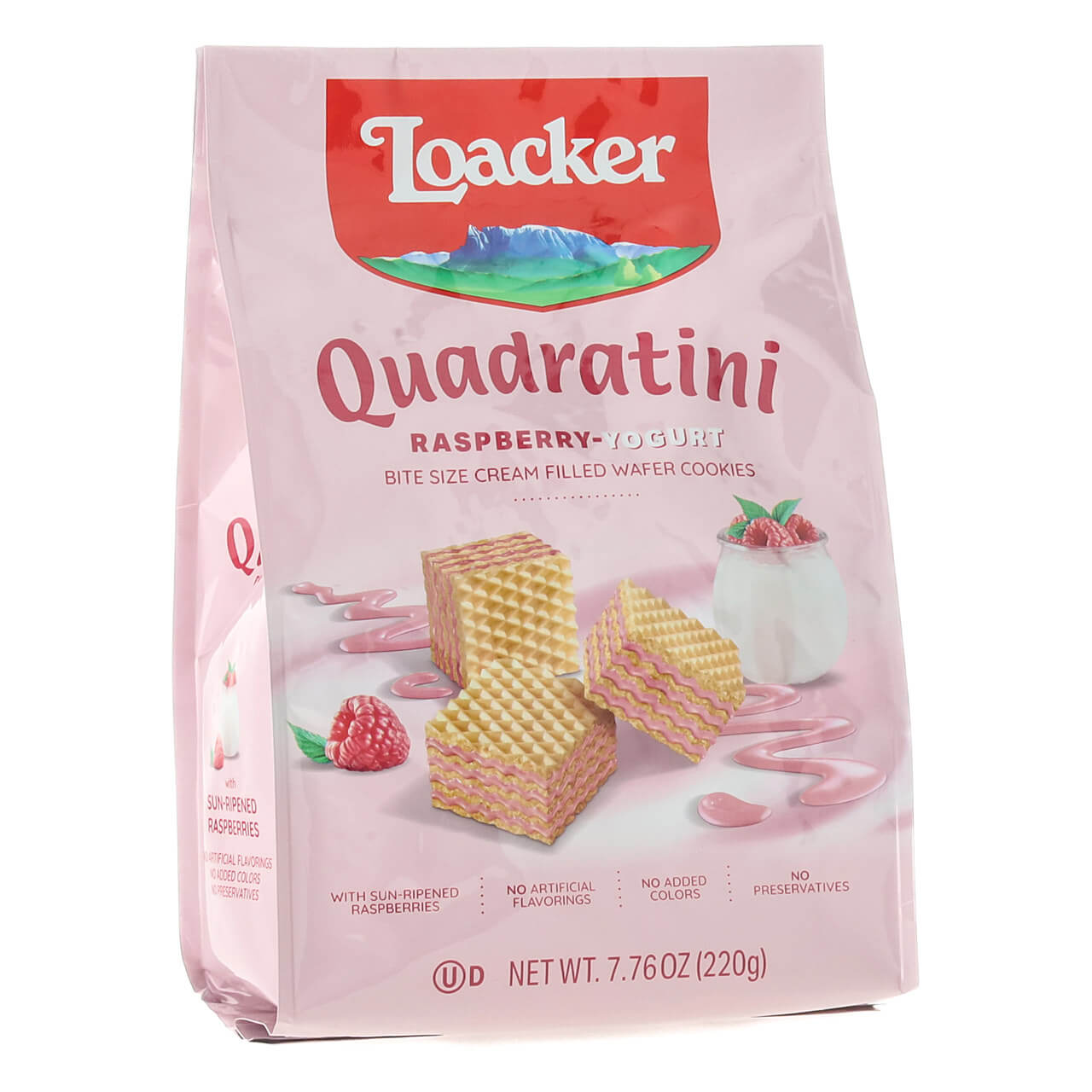Quadratini Raspberry-Yogurt, Creme-Filled Wafers, 7.76 oz. Bag – LoackerUSA